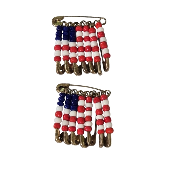 Source Unknown | Jewelry | Vintage American Flag Pins Hand Crafted Set ...